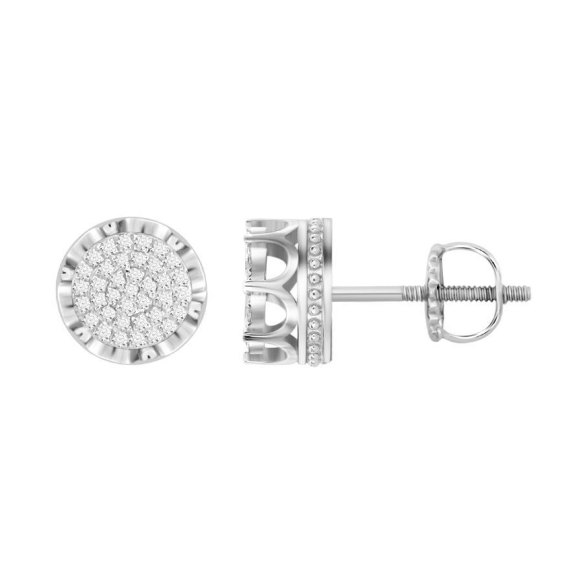 Men S Diamond Stud Earrings 0.15CT Round Cluster Sterling Silver White ...